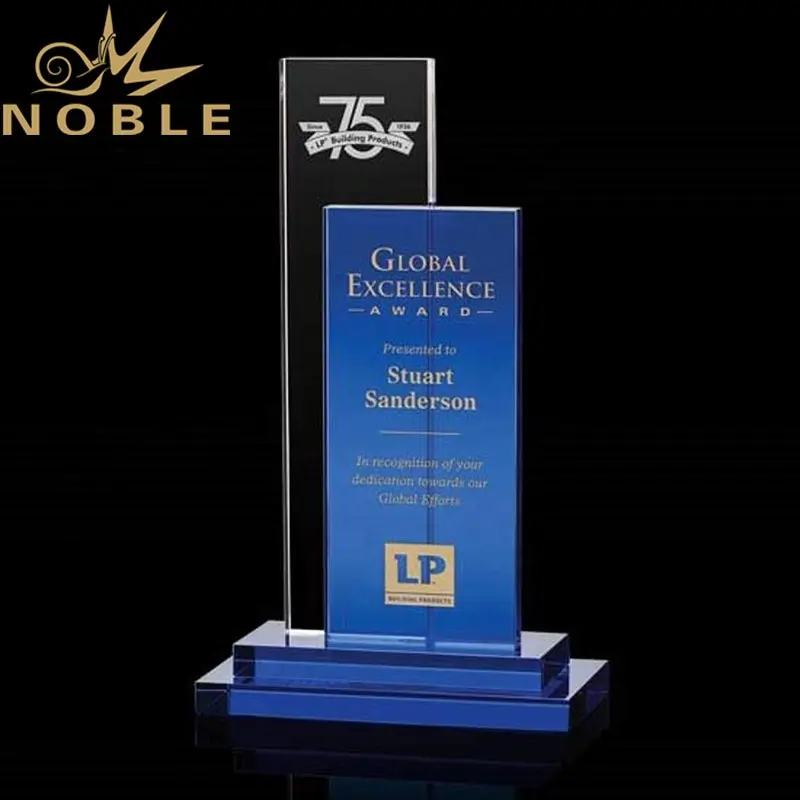 Noble Custom Blue Crystal Plaque Trophy with Free Engraving - Buy Blue ...