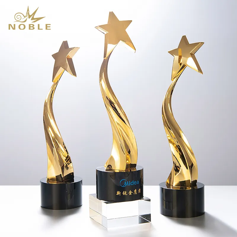 Custom Crystal Base Metal Rising Star Trophy - Buy Metal Rising Star ...