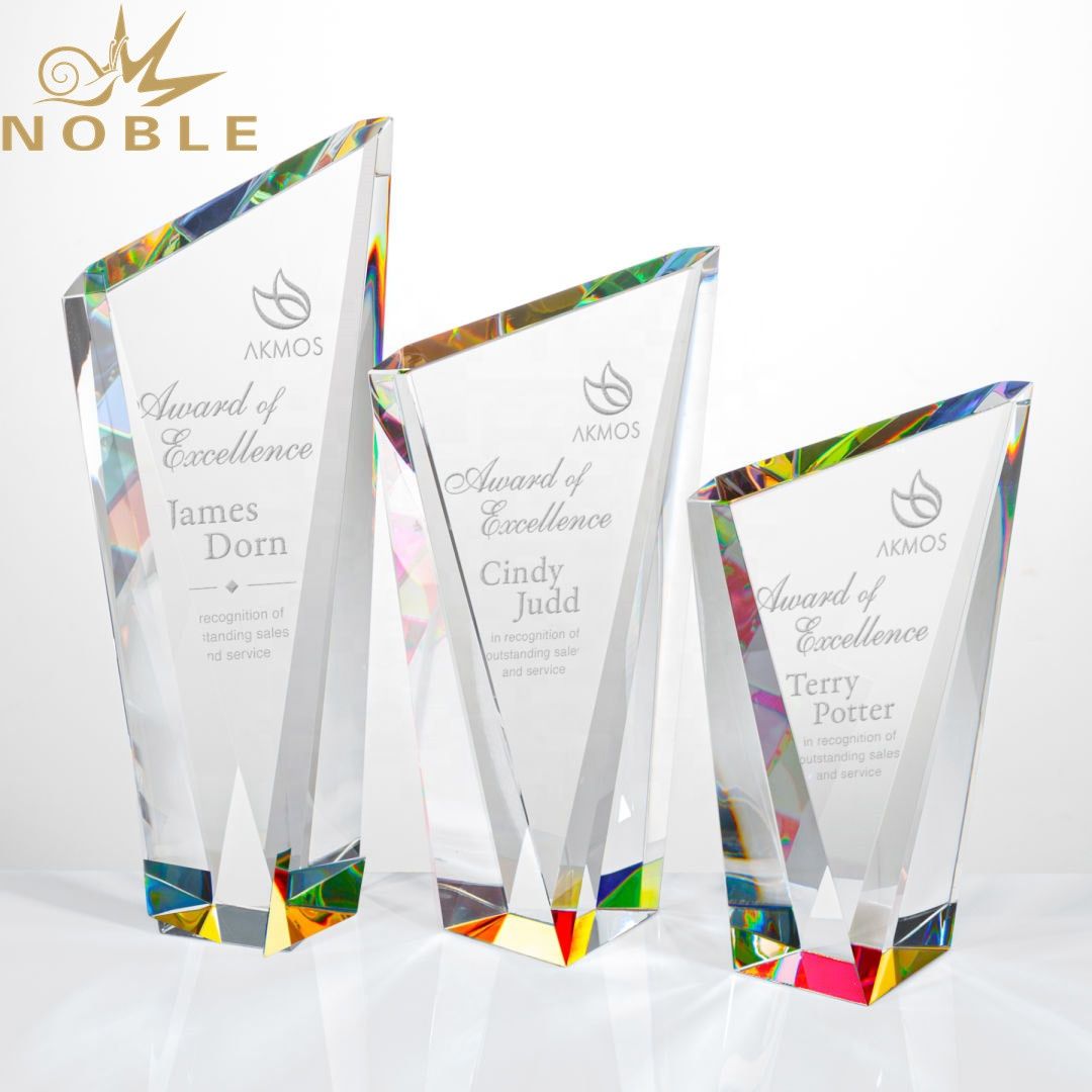 High Quality K9 Crystal Custom Block Trophy with Multi-colored Base ...