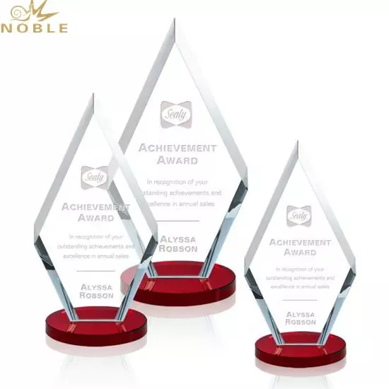 Free Engraving Custom Optical Crystal Trophy Awards with Red Base - Buy ...