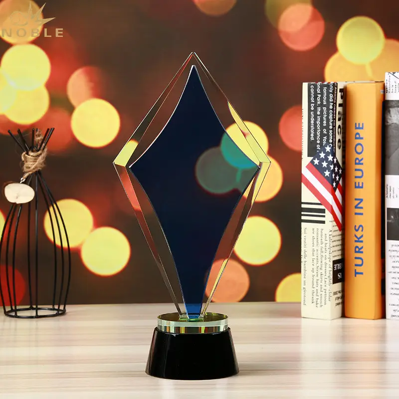 Free Engraving Blue Crystal Award Plaques With Square Black Crystal ...