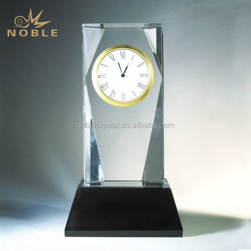 Hot Selling Blank Clear Glass Cube K9 Crystal Desk Clock With Base ...