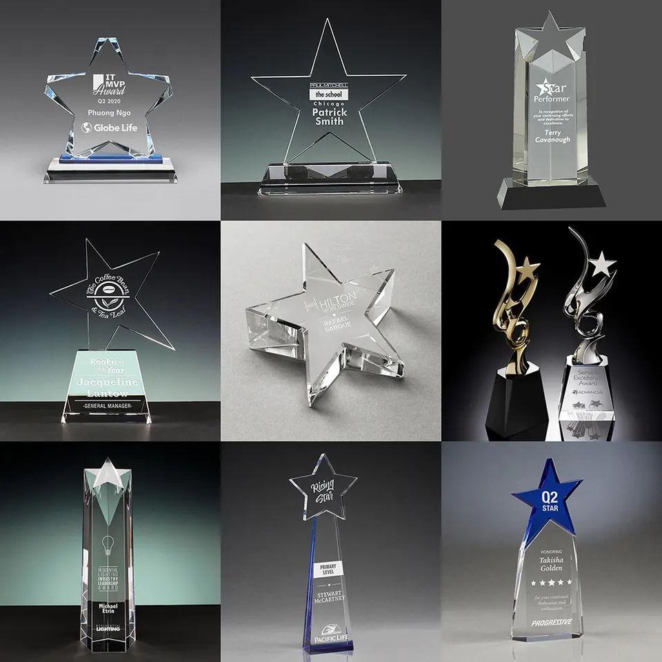 Noble Various Star Awards Custom Engraving Sports Championship Crystal ...