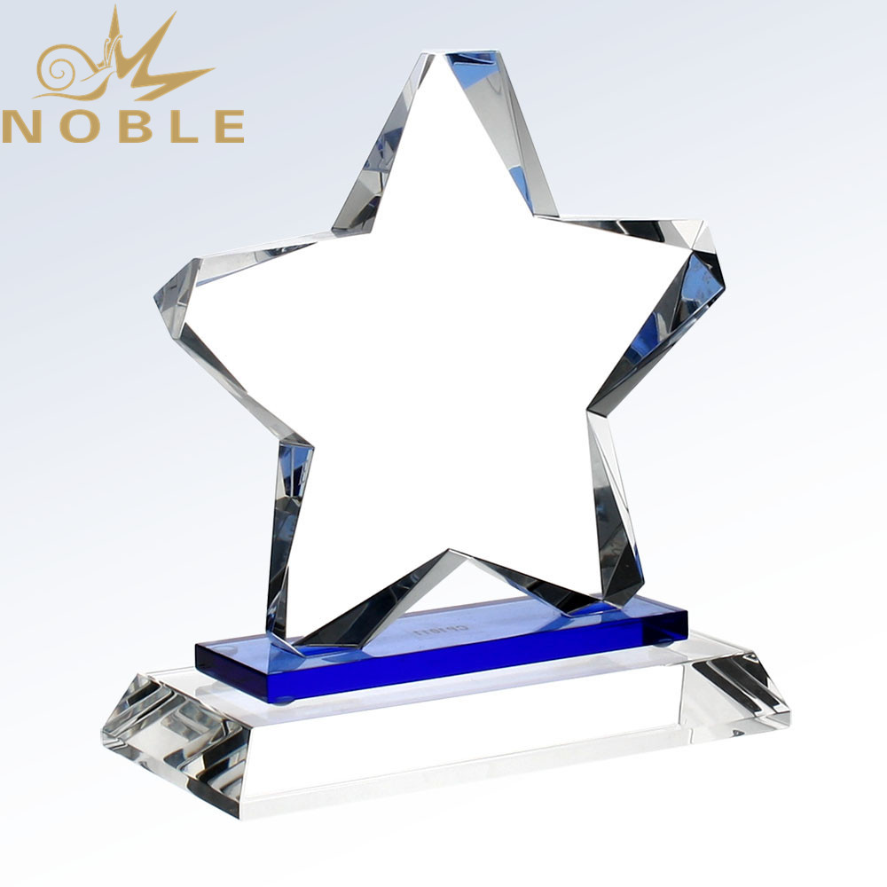 Custom Design Free Engraving Crystal Star Trophy with Blue Plate - Buy ...