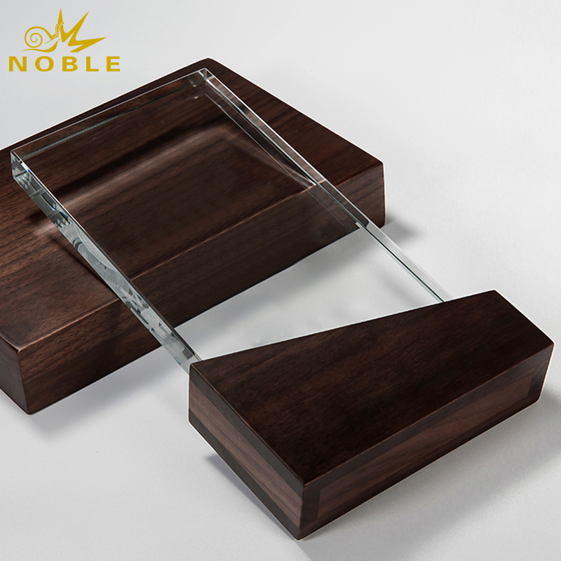 Free Engraving Custom Wood Base Crystal Trophy - Buy wood trophy ...