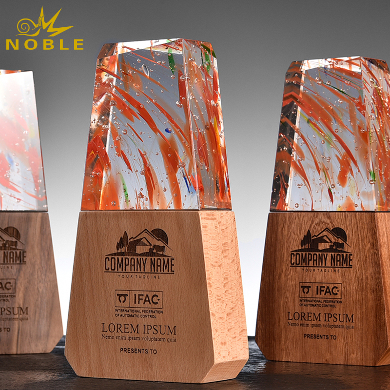 High Quality Custom Crystal Trophy Award Wood Base Craft - Buy Crystal ...
